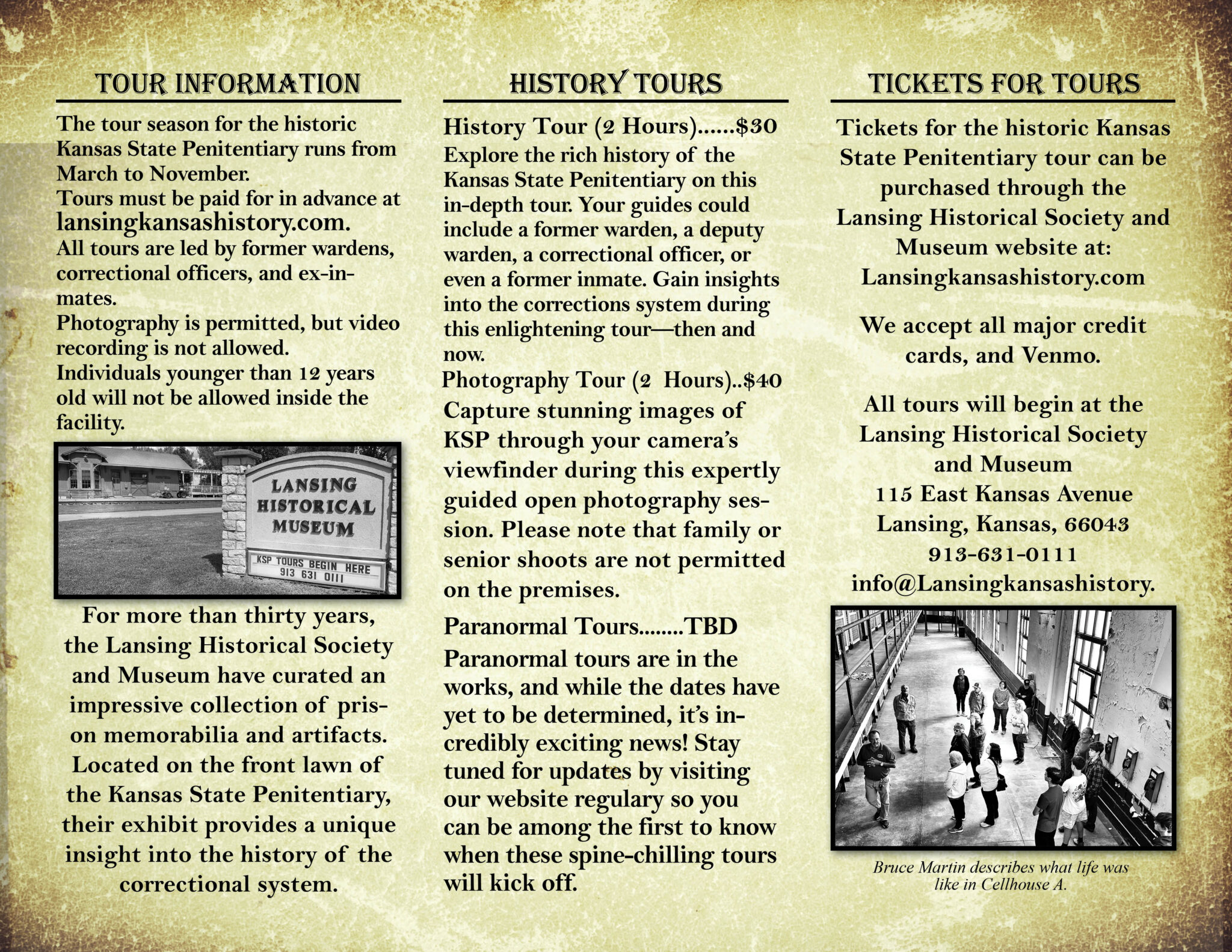 The Historic Kansas State Penitentiary Brochure